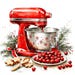 JPEG Watercolor Festive Retro Mixer Clipart Bundle Christmas Kitchen ...