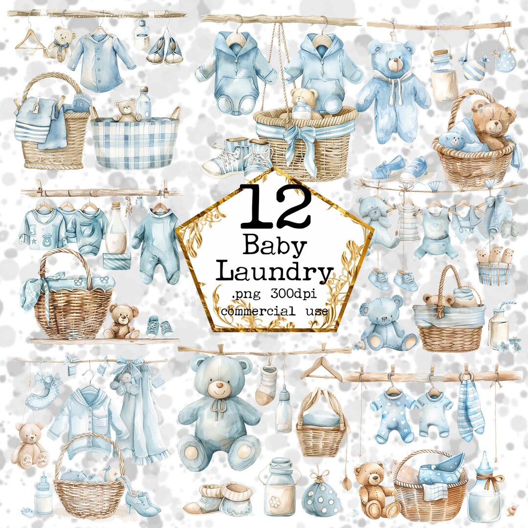 PNG Laundry Clipart Bundle PNG Clothes Line Clipart Invitation Elements ...