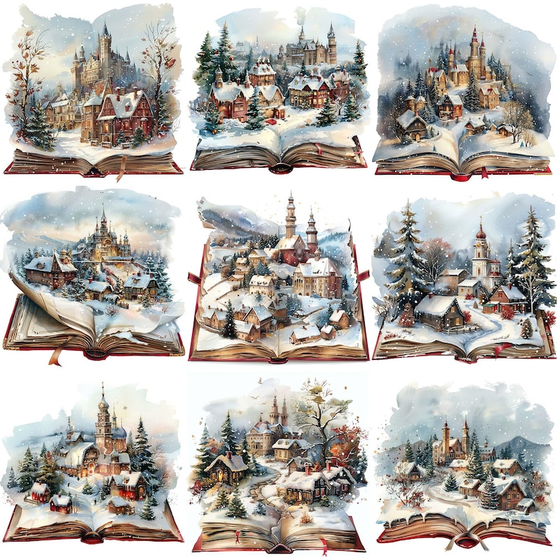 JPEG Fantasy Winter Scenery Book Clipart Bundle Magical Book Magical ...