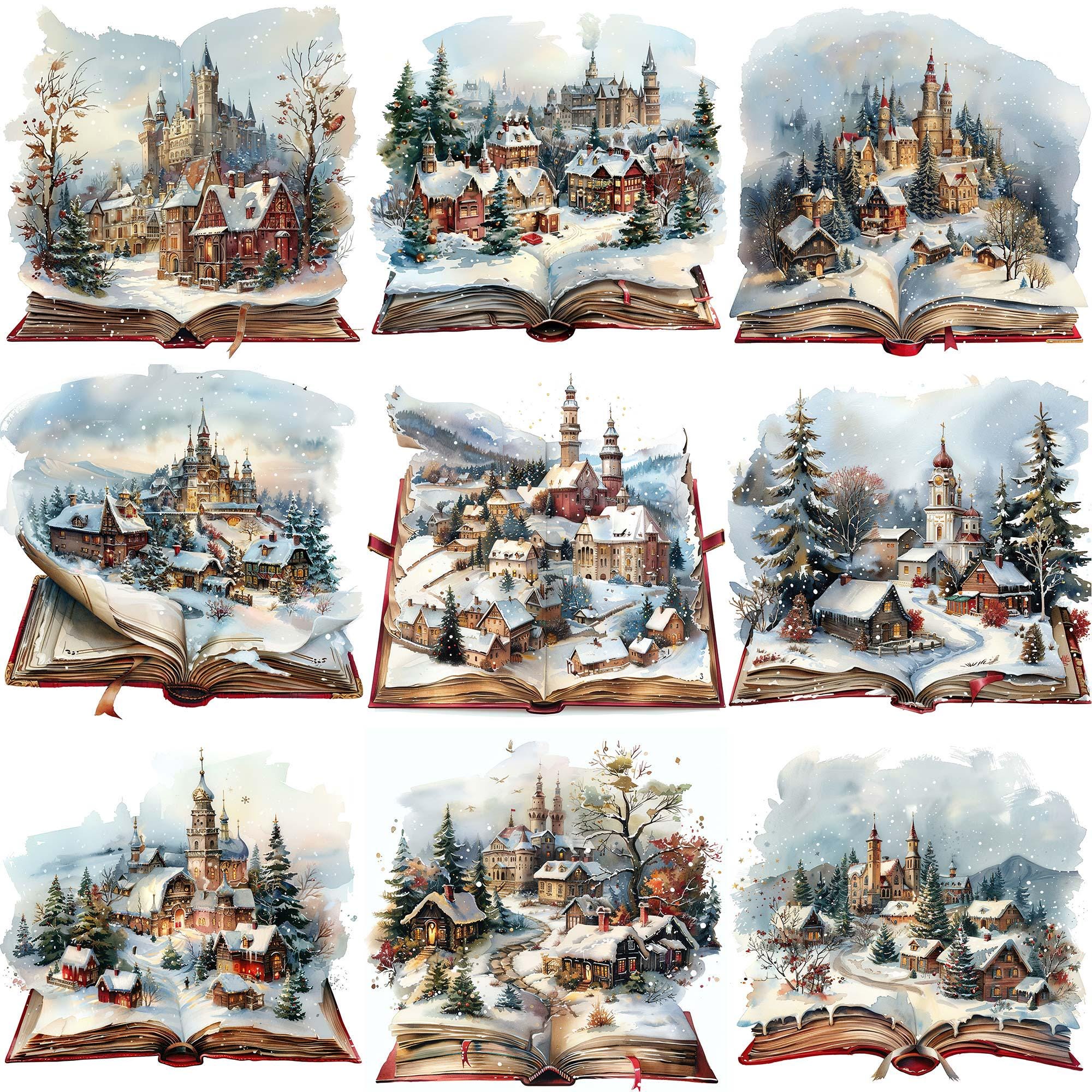 JPEG Fantasy Winter Scenery Book Clipart Bundle Magical Book Magical ...