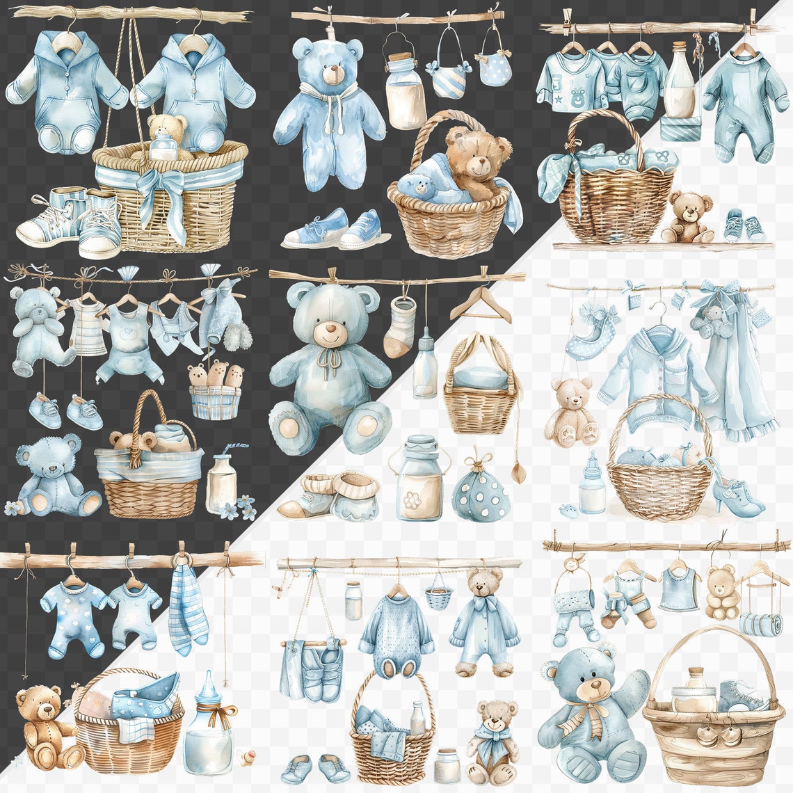 PNG Laundry Clipart Bundle PNG Clothes Line Clipart Invitation Elements ...