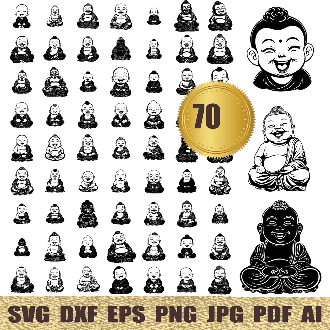 70 Laughing Buddha Svg, Dxf, Eps, Ai, Pdf, Jpg, Png Buddha Silhouette ...