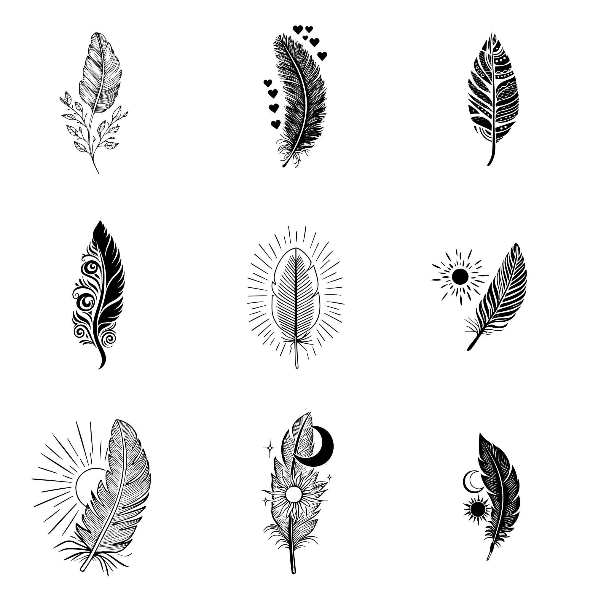 80 Feather Svg, Dxf, Eps, Ai, Pdf, Jpg, Png Feather Cut Files ...