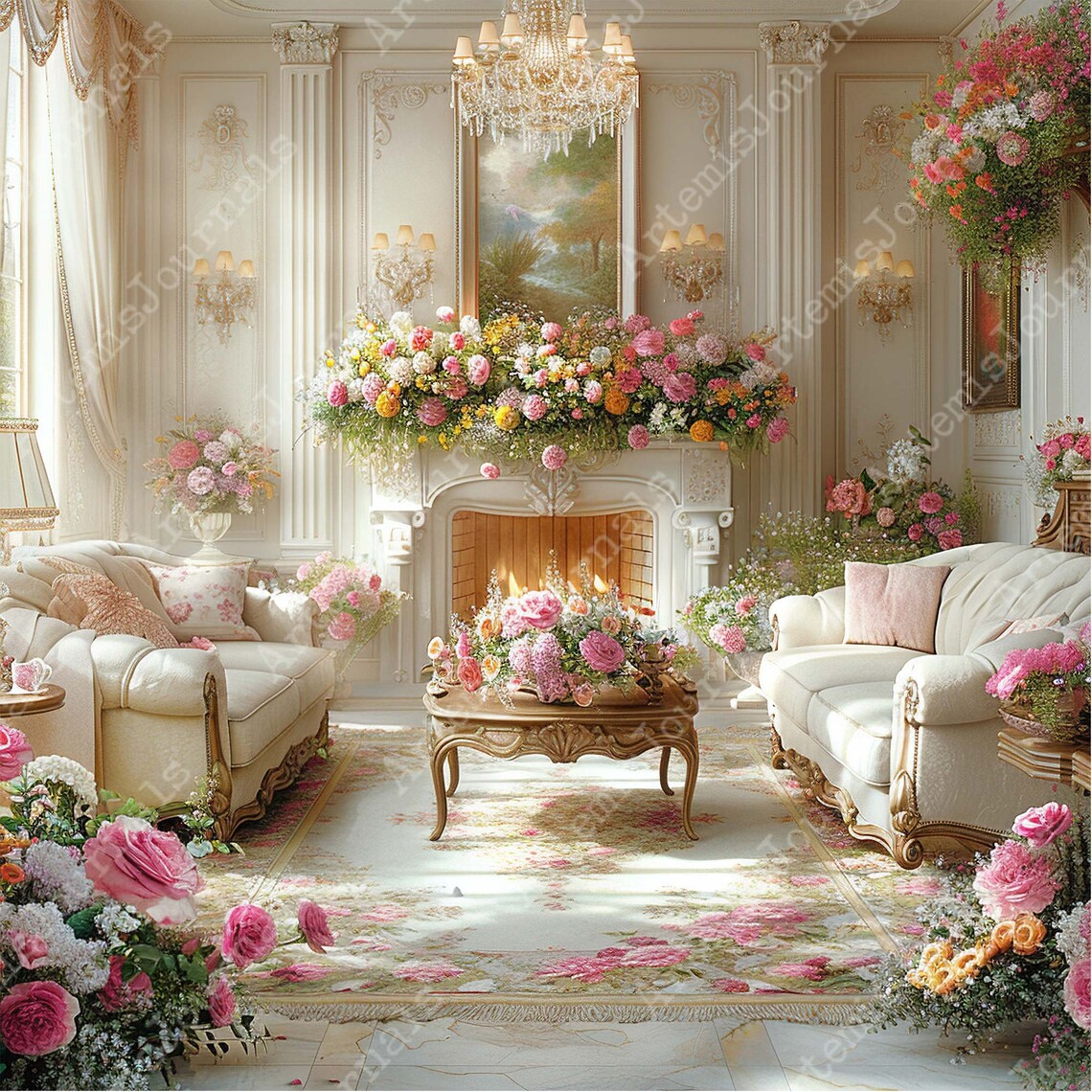 JPEG Shabby Chic Marie Antoinette Room Digital Backgrounds Bundle JPEG ...