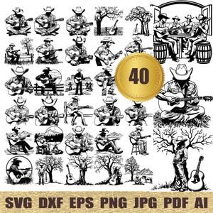 40 Guitar Player Svg, Dxf, Eps, Ai, Pdf, Jpg, Png Country Music SVG ...