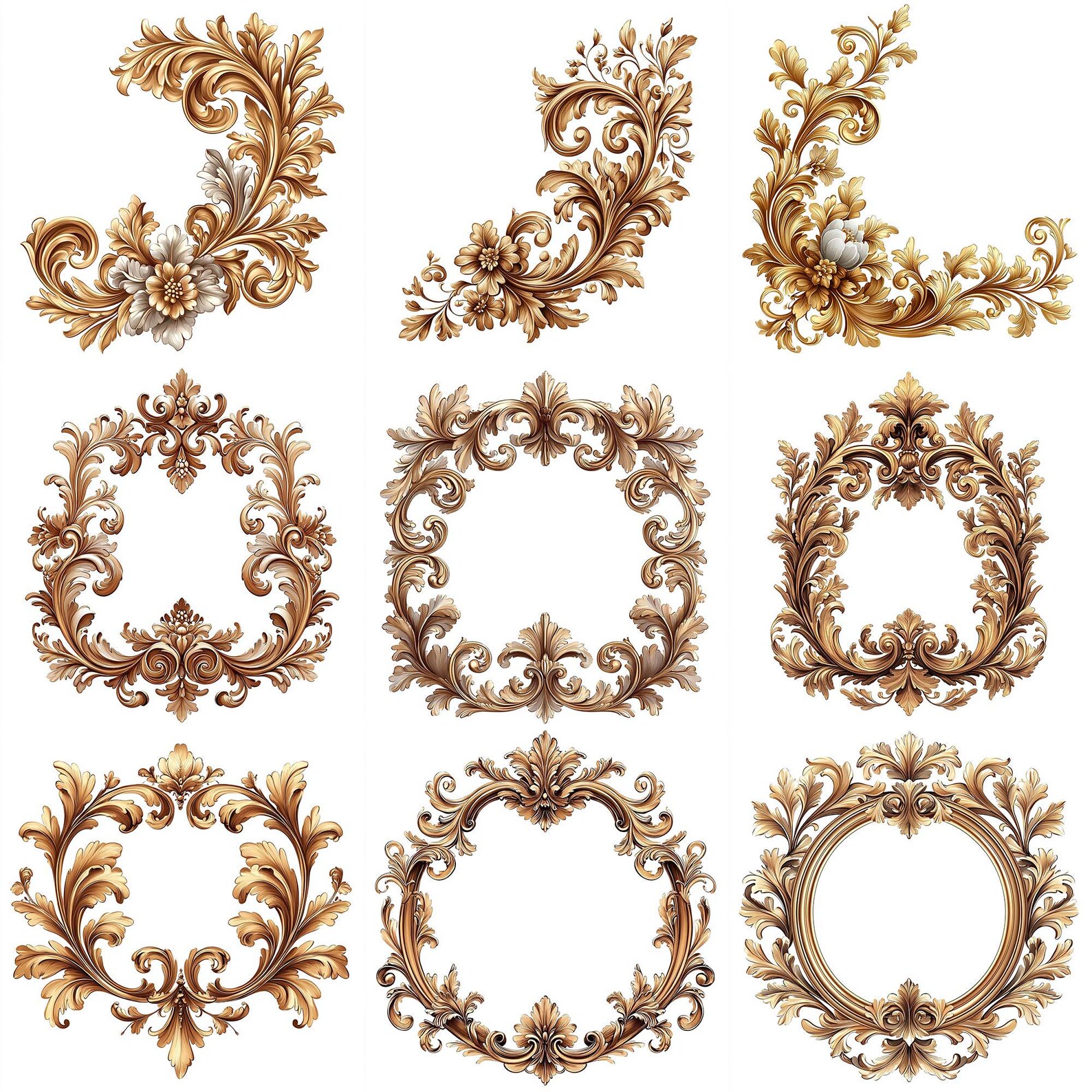 Bronze Corners Clipart Bundle Borders JPEG Ornaments Clipart Vintage ...