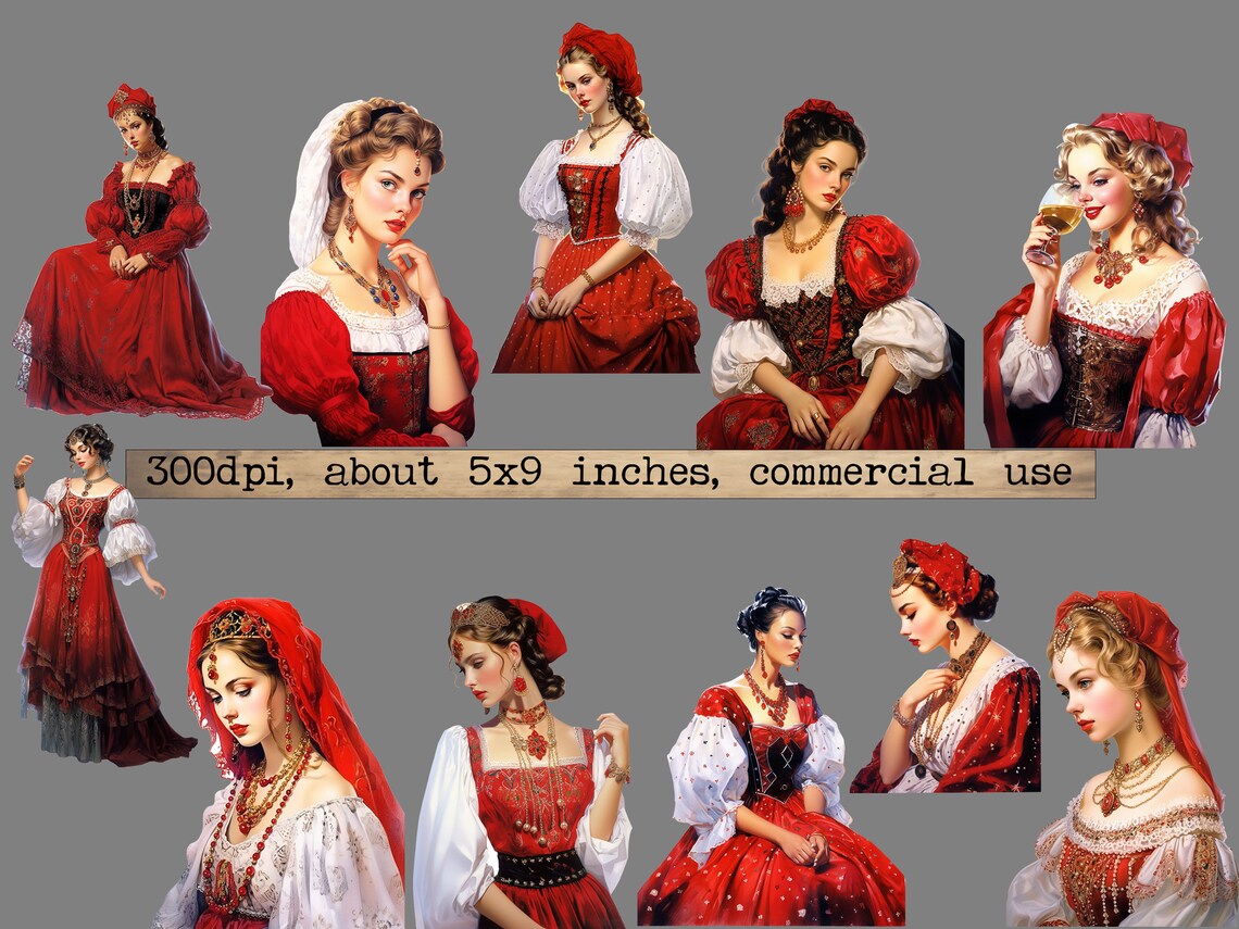 PNG Medieval Lady Bundle Clipart PNG, Transparent Background Ladies ...