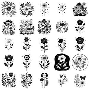 150 Whimsical Flowers Svg, Dxf, Eps, Ai, Pdf, Jpg, Png Flowers Bundle ...