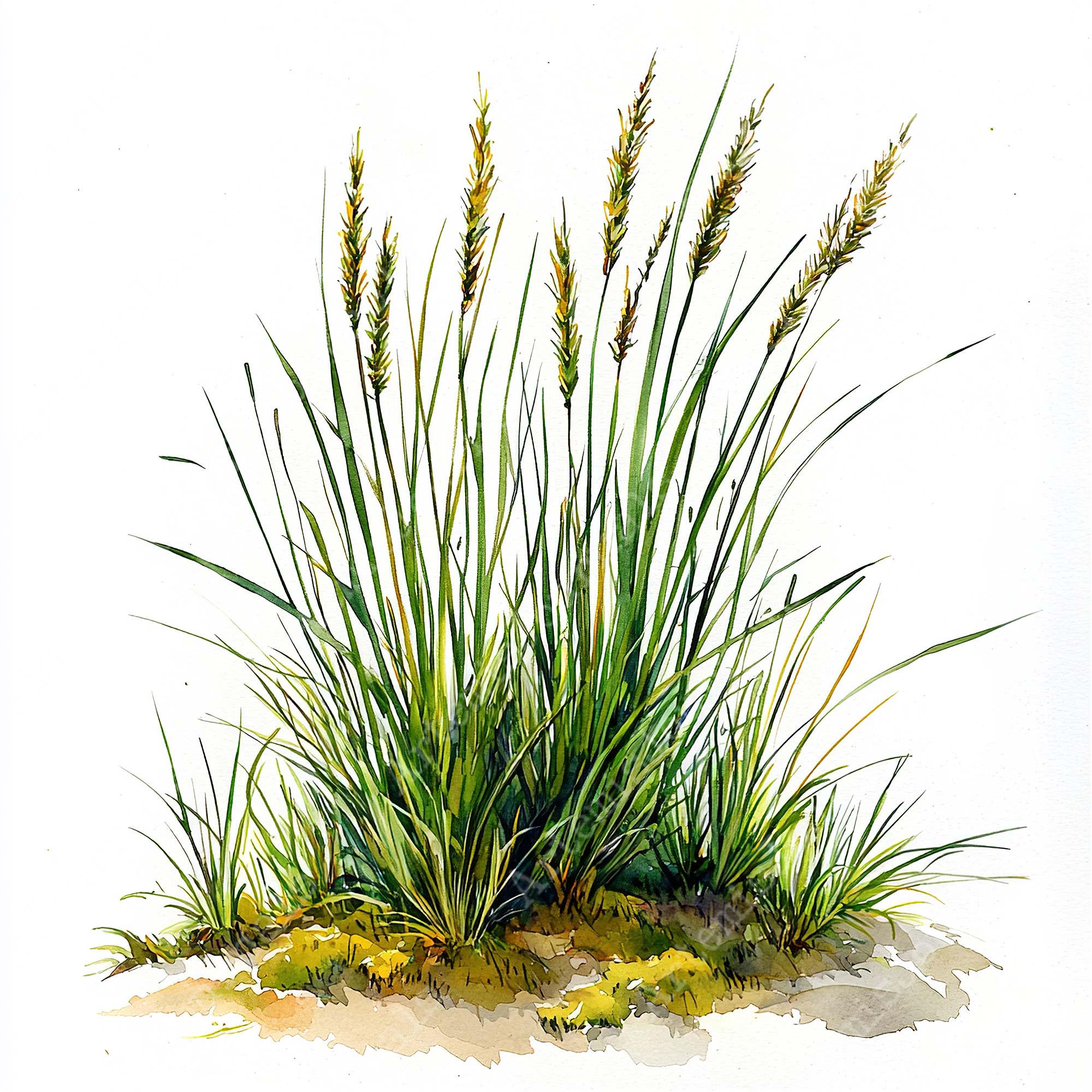 JPEG Watercolor Blooming Grass Clipart Bundle Tufts of Grass Botanical ...