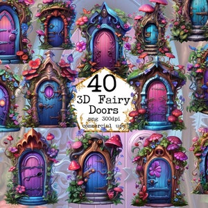 Colorful 3D Fairy Doors Clipart Bundle Magical Clipart Fairy Clipart ...