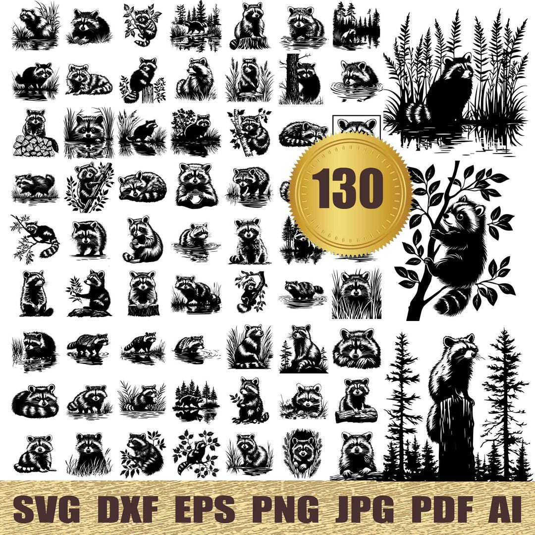 130 Raccoon SVG Raccoon PNG Raccoon Cut Files, Raccoon Silhouette Funny ...