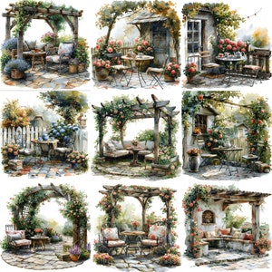 JPEG Cozy Garden Clipart Bundle JPEG Instant Download Quiet Place ...