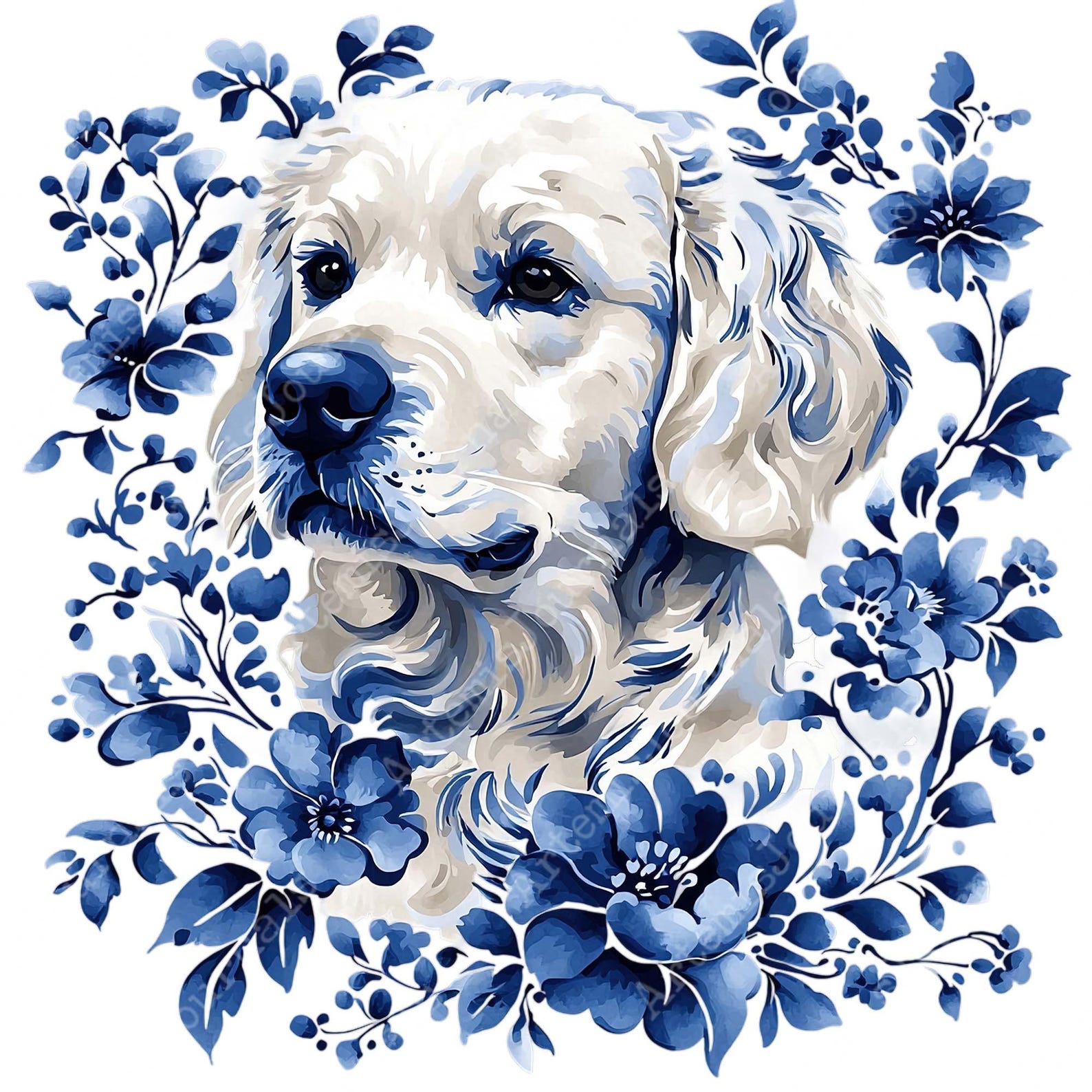 PNG + JPEG Ceramic Tiles Dogs Clipart Bundle Vintage Mediterranean ...
