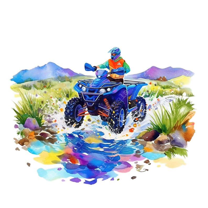 Watercolor Quad Bike - Clipart Bundle Sport Vehicle Instant Download in ...