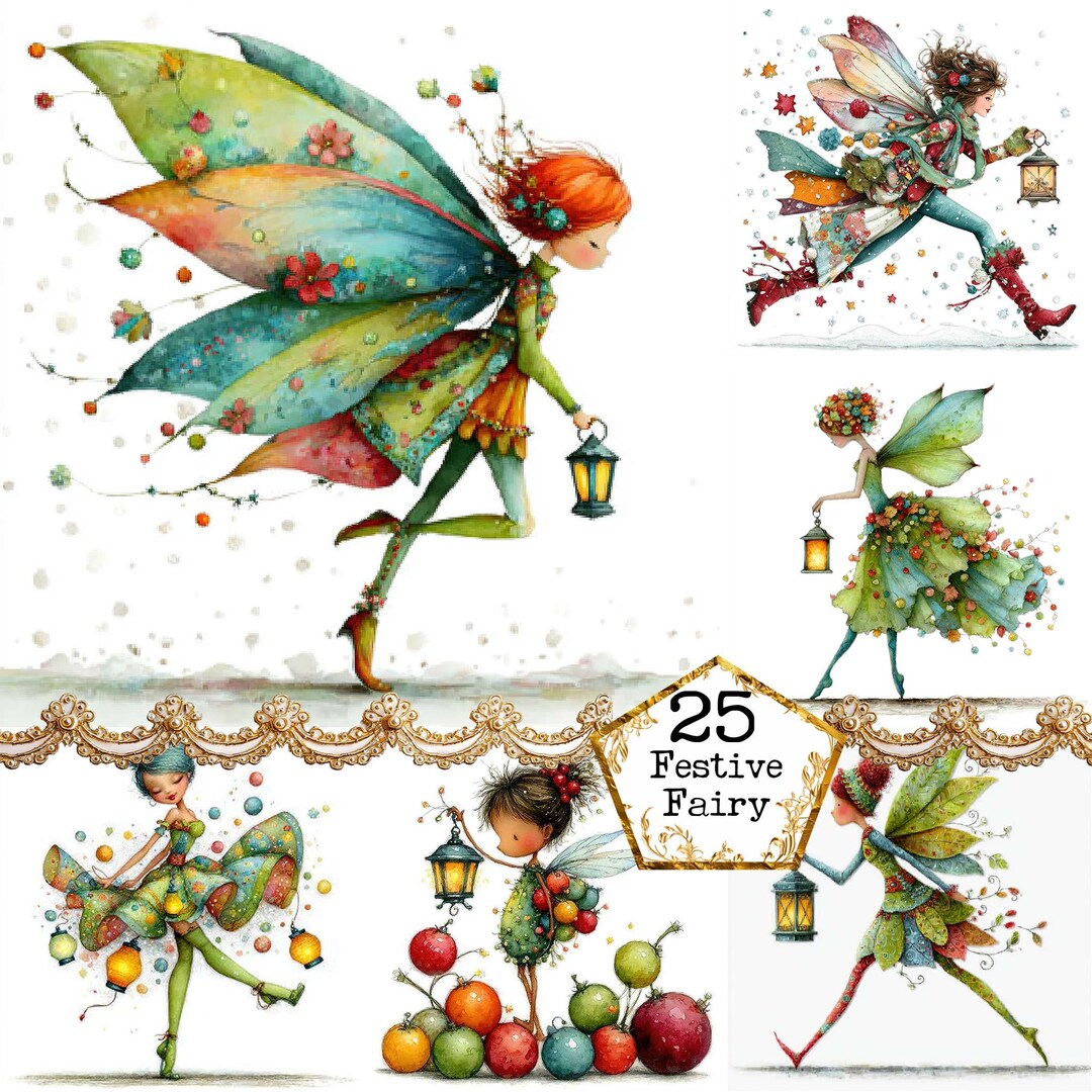 Bundle de cliparts féerique hiver joyeux aquarelle hiver travaux ...