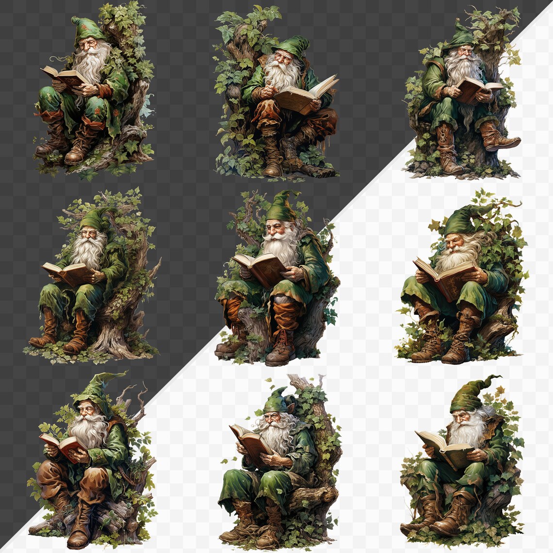 PNG Watercolor Forest Elf Clipart Bundle PNG Tree Elf PNG Instant ...