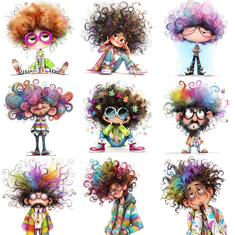 JPEG Quirky Man Clipart Bundle Whimsical Man Urban Man With Beard Funny ...