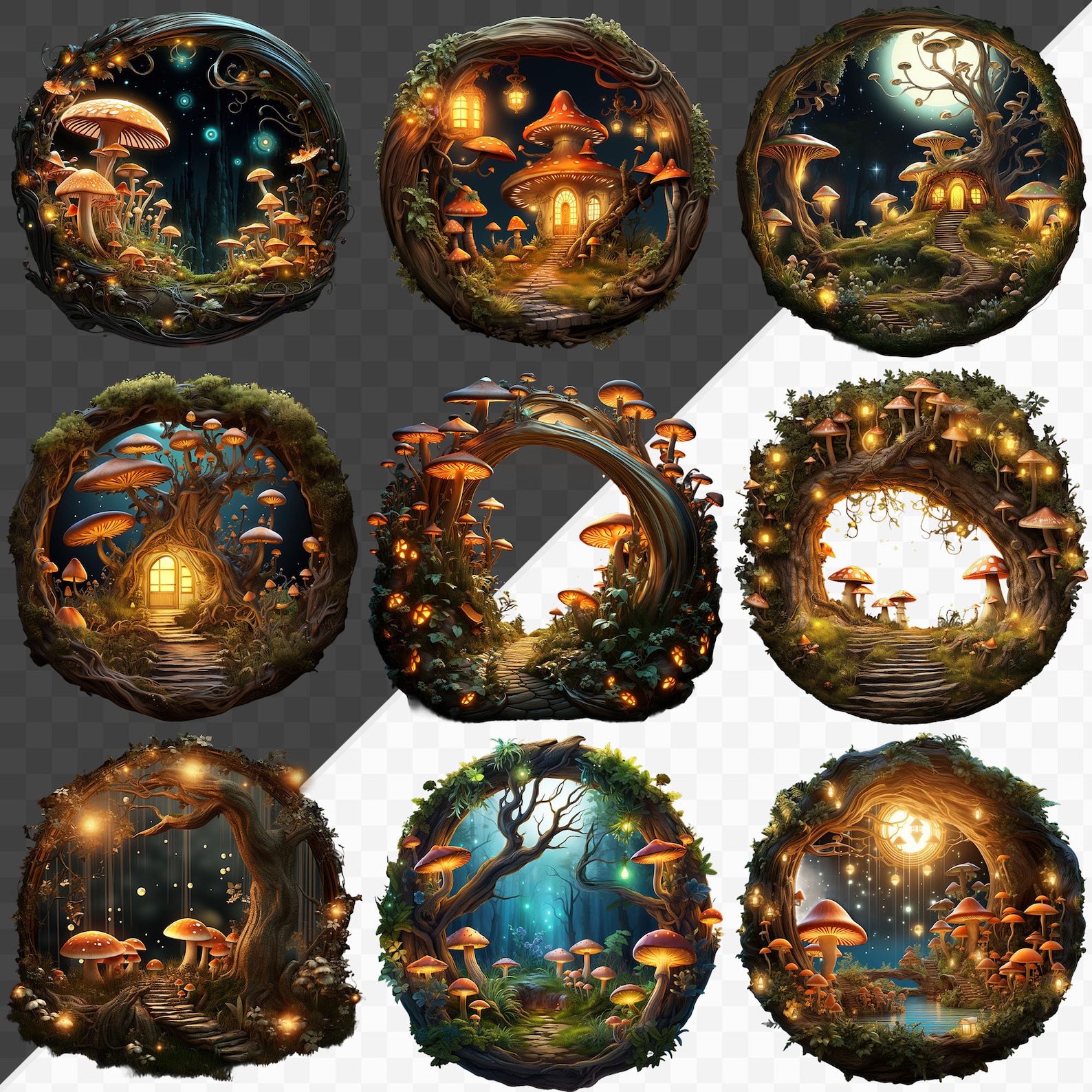 PNG Magical Forest Clipart Bundle PNG Magical Mushroom Enchanted Forest ...