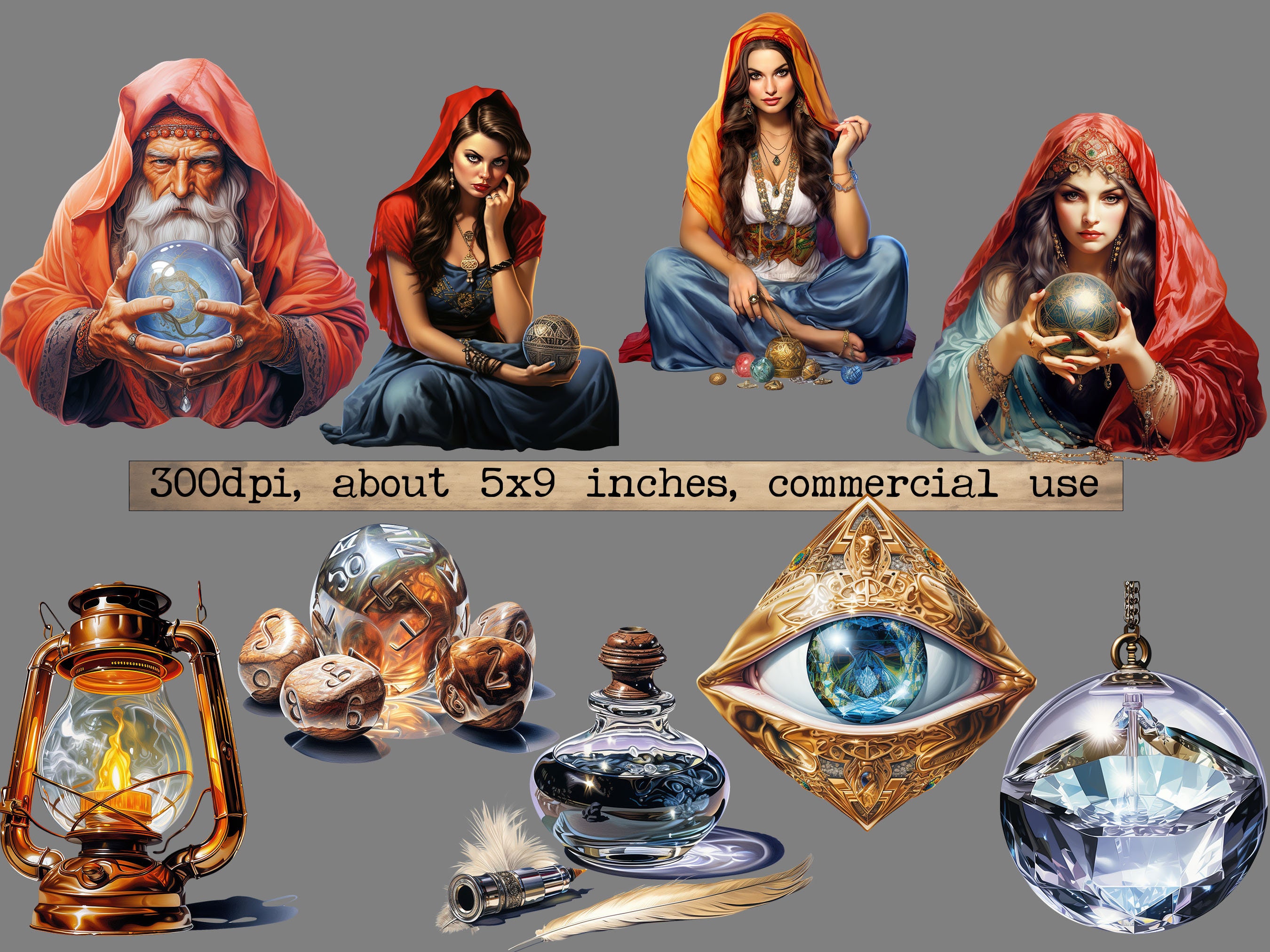 PNG Retro Fortune Teller Clipart Mystical Magical Clipart PNG Witch ...