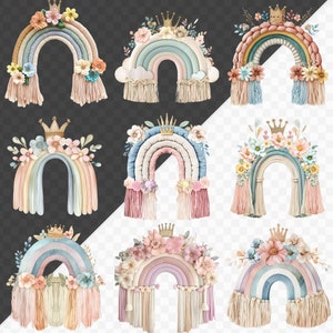 Macrame Rainbow Clipart Bundle Pastel Color Rainbow Commercial Use ...