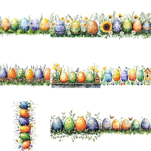 PNG + JPEG Watercolor Easter Egg Borders Clipart Spring Borders Spring ...