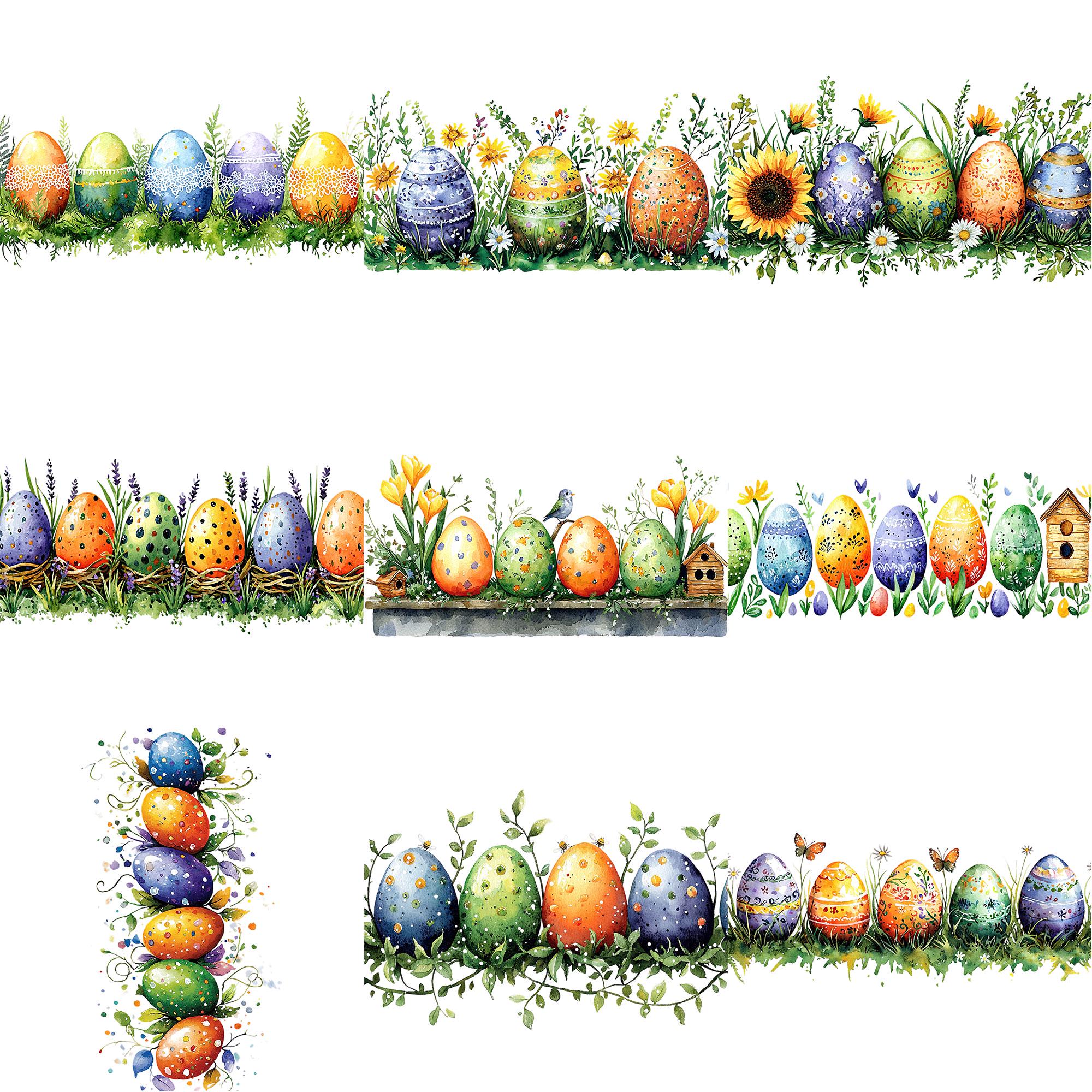 PNG + JPEG Watercolor Easter Egg Borders Clipart Spring Borders Spring ...