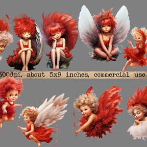 PNG Red Fairy Watercolor Clipart Bundle Feather PNG Wings Png Little ...