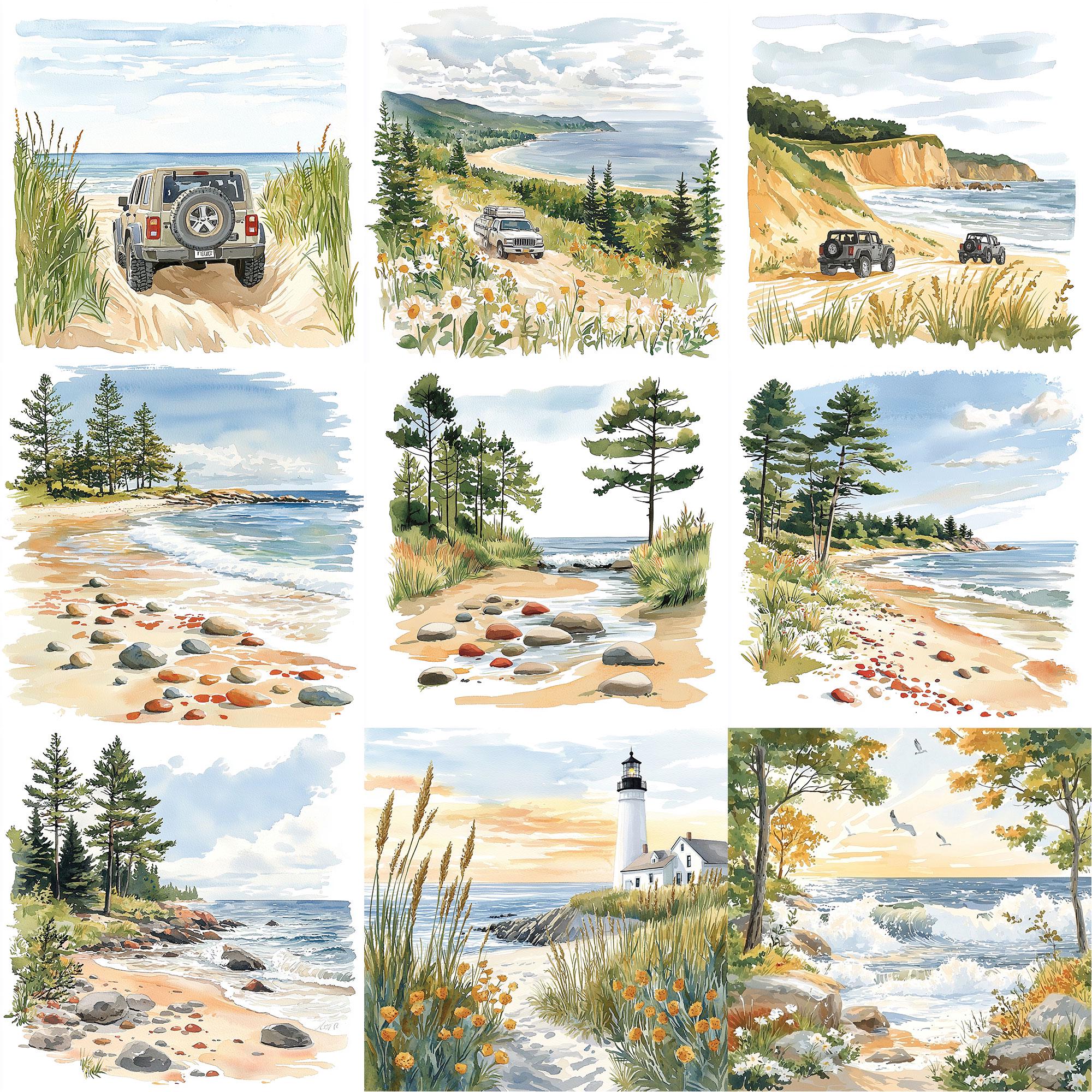 JPEG Watercolor Michigan Clipart Bundle USA Clipart City Clipart State ...