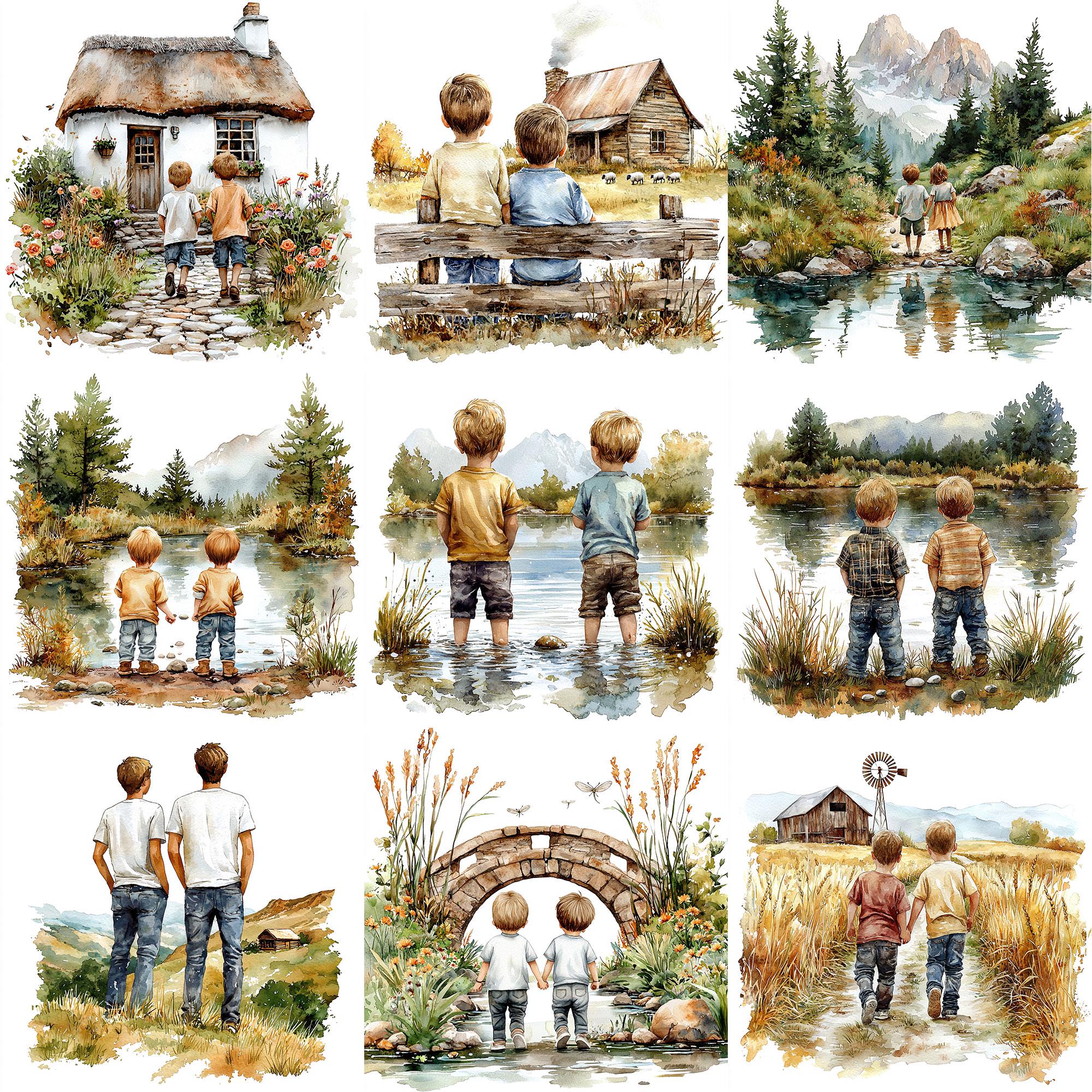 JPEG Little Boys Best Friends Clipart Bundle Besties Clipart Friendship ...