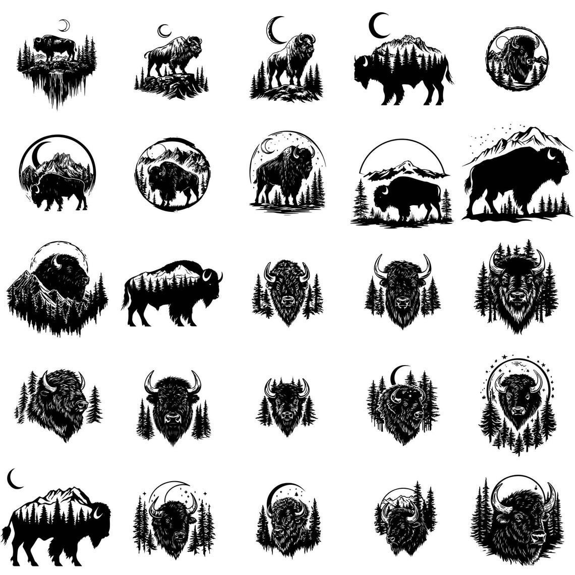 150 Bison Svg, Dxf, Eps, Ai, Pdf Jpg Png Bison Svg Bundle Bison Cut ...