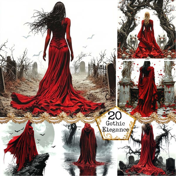 Gothic Red Dress - Etsy UK