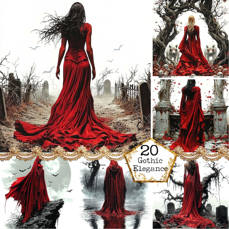 Gothic Red Dress - Etsy UK