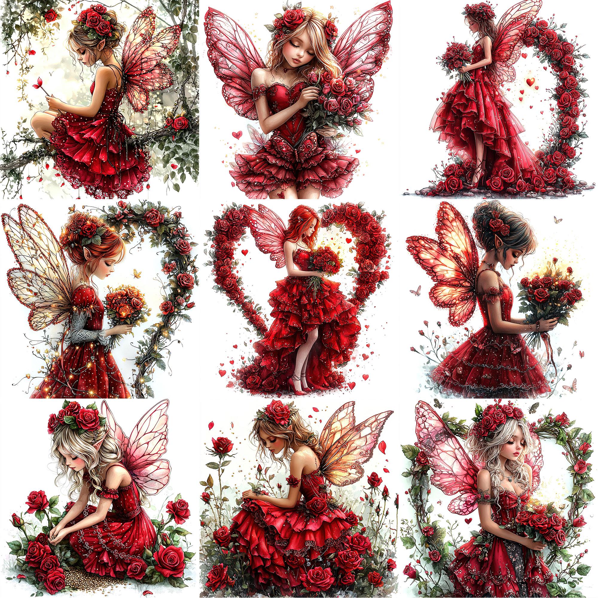 JPEG Watercolor Red Haired Fairy Clipart Bundle Love Fairy Magical ...