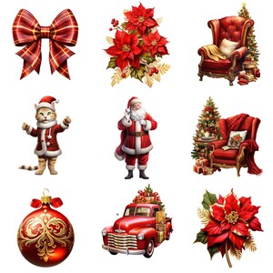 PNG Christmas Clipart Bundle: Diverse PNG Images, Matching Color ...