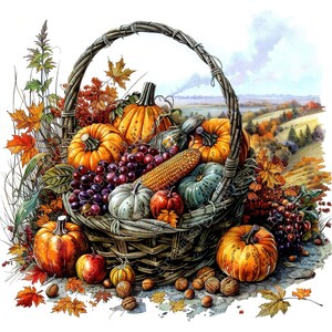 JPEG Watercolor Autumn Basket Clipart Bundle Autumn Clipart ...