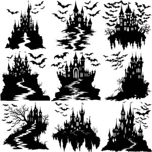 30 Haunted Castle Svg, Dxf, Eps, Ai, Pdf, Jpg, Png Spooky Castle SVG ...