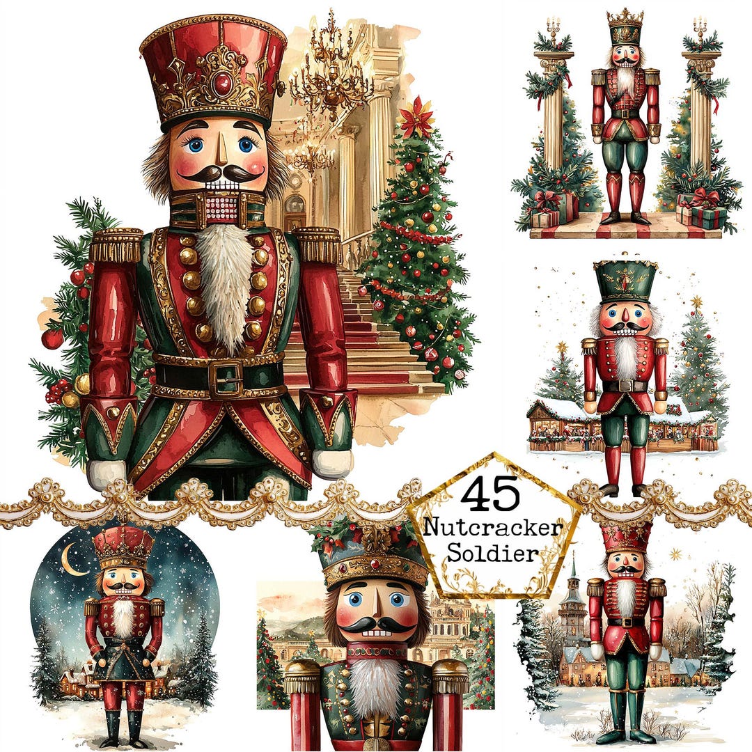 JPEG Watercolor Christmas Nutcracker Clipart Bundle Christmas Eve ...