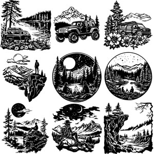 90 Mountain Hiking Svg, Dxf, Eps, Ai, Pdf, Jpg Png Forest Scene Svg ...