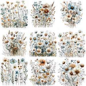 JPEG Wild Boho Flower Clipart Bundle Floral Abstract Florals Commercial ...