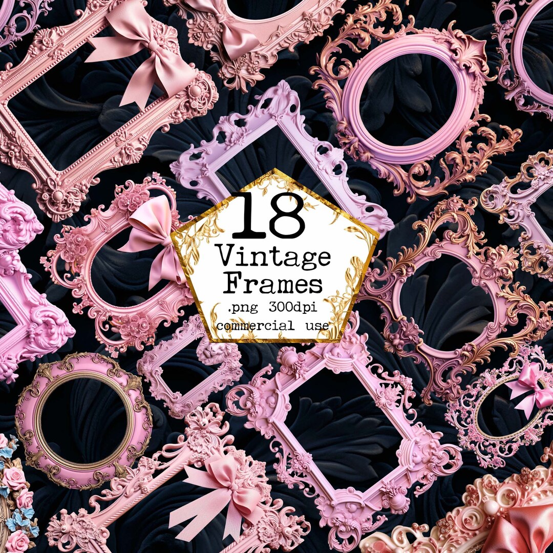 PNG Pink Vintage Frames Clipar Bundle Transparent Background PNG ...