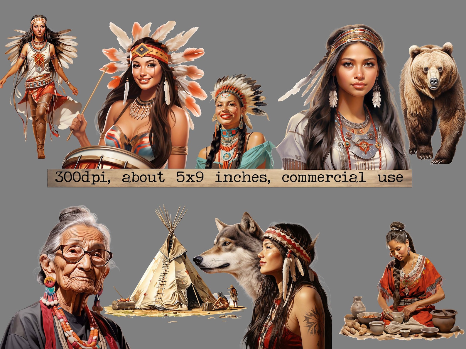 PNG Big American Indians Clipart Bundle Native American Clipart PNG ...