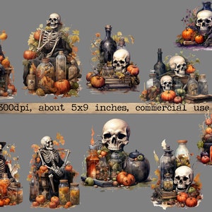 PNG Halloween Skeleton Watercolor Clipart Halloween Skull Clipart PNG ...