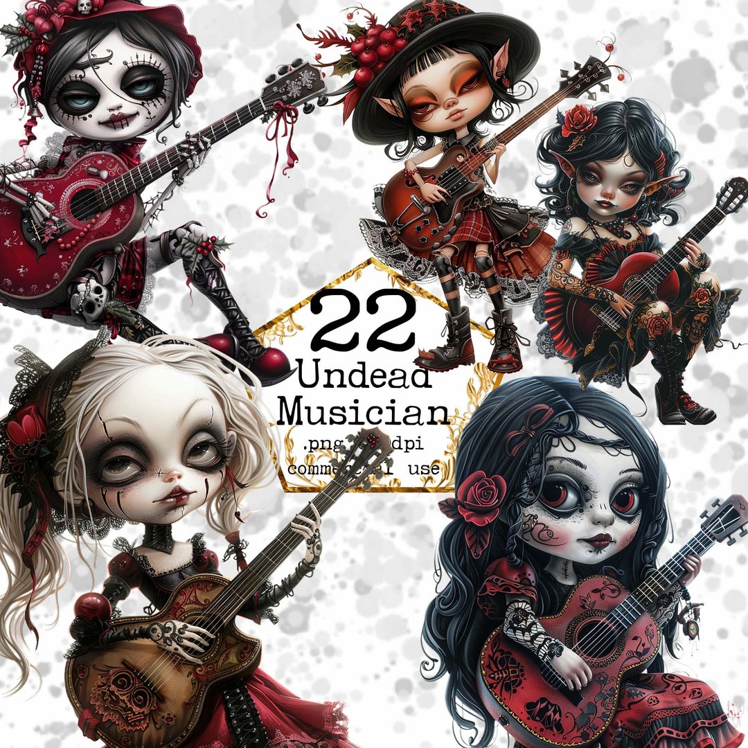 PNG Undead Musician Clipart Bundle Gothic Clipart Day of the Dead ...