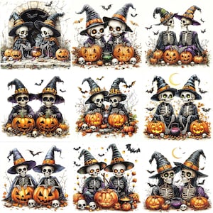 JPEG Halloween Skeleton Friends Clipart Bundle Halloween Friends ...