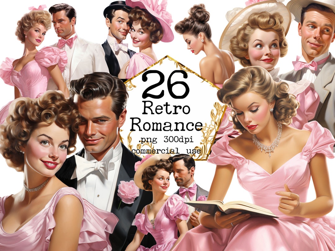 Retro Couple Clipart Bundle Retro Love Clipart Retro Lover PNG Vintage ...
