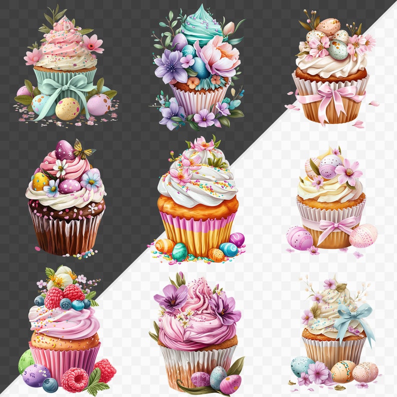 PNG Easter Cupcake Clipart Bundle Easter Sweets PNG Easter Sweets ...