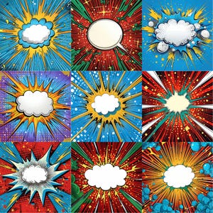 JPEG Comic Bursts Background Pop Art Comic Style Backgrounds Fantasy ...