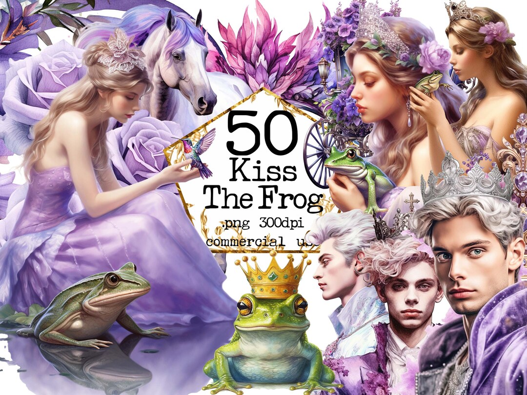 The Frog Prince Bundle PNG, Watercolor Princess and the Frog, Fairy ...