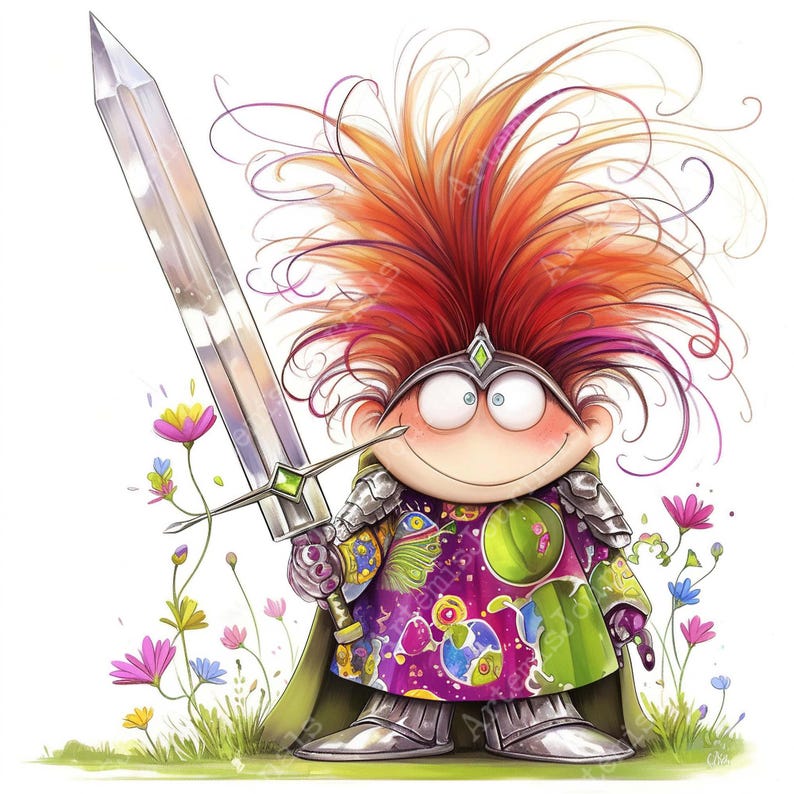 JPEG Whimsical Knight Clipart Bundle Quirky Knight Medieval Clipart ...