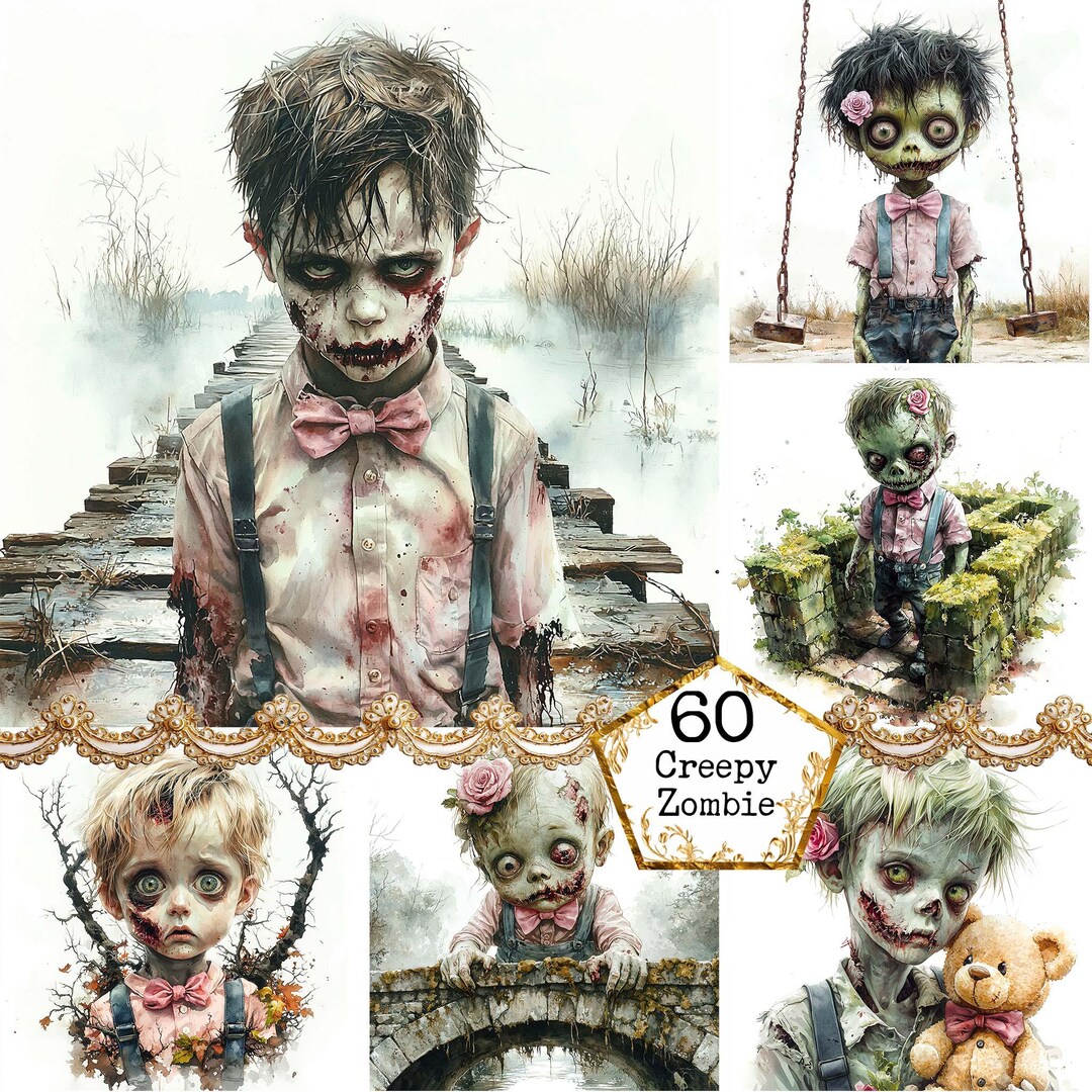 JPEG Watercolor Zombie Clipart Bundle Zombie Apocalypse Skeletons ...